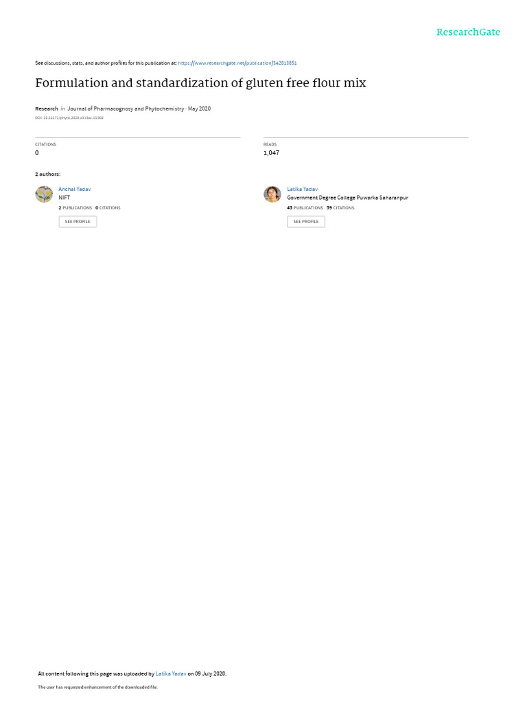 Gluten-Free Flour Mix Formulation Guide | PDF | Wellness | Science & Mathematics