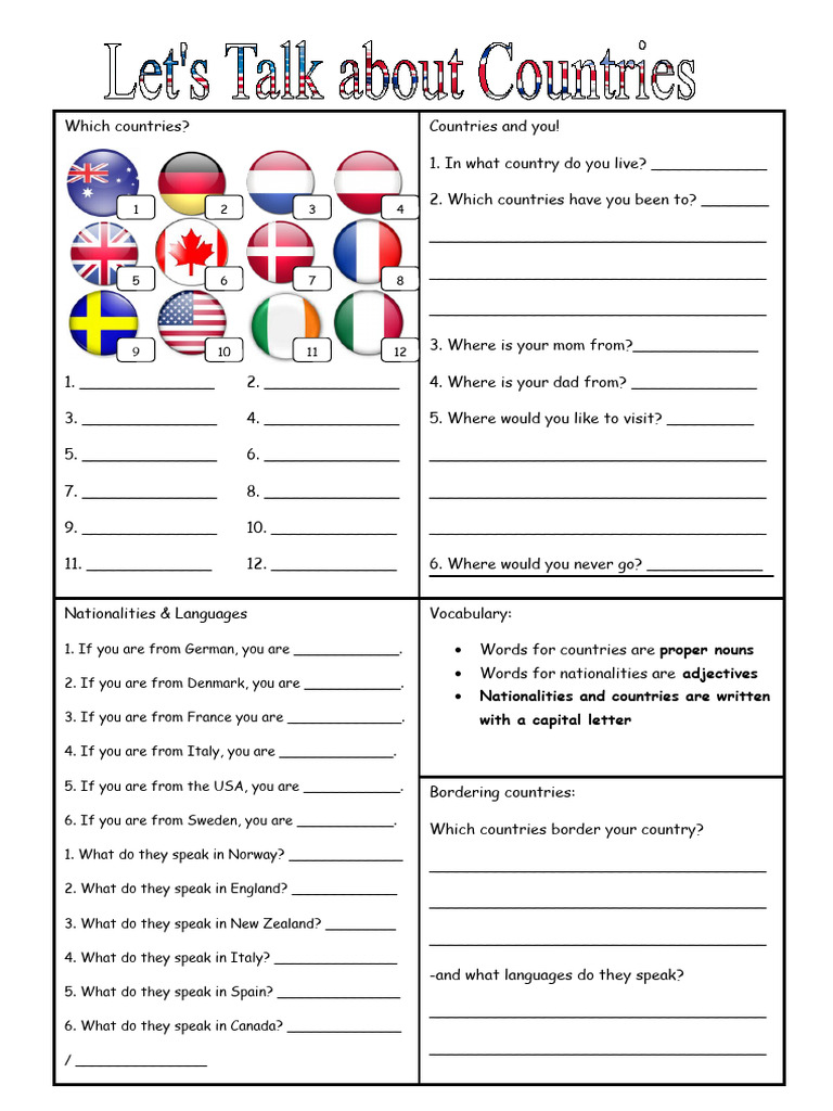 Lets Talk - Countries | PDF