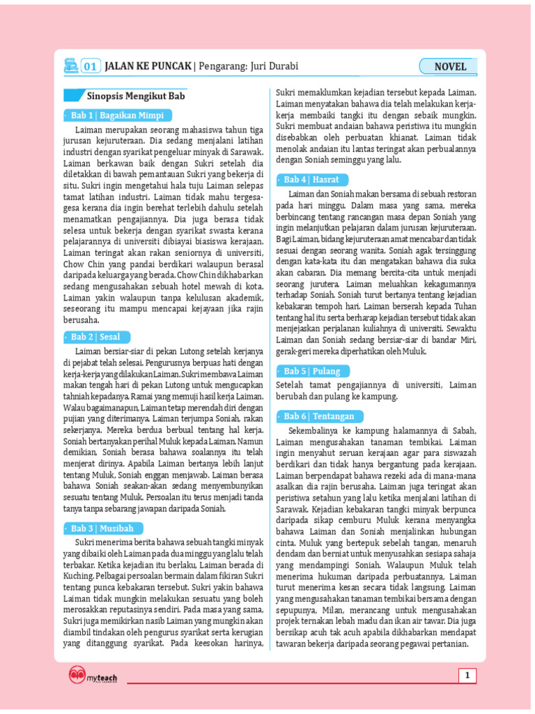 OMG 6 BM TG 2 - Novel (Sinopsis Mengikut Bab) | PDF