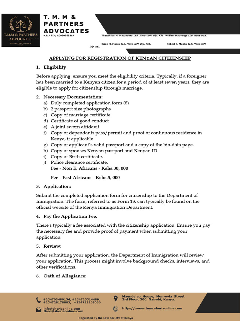 Applying For Registration As A Kenyan Citizen | PDF | Birth Certificate ...
