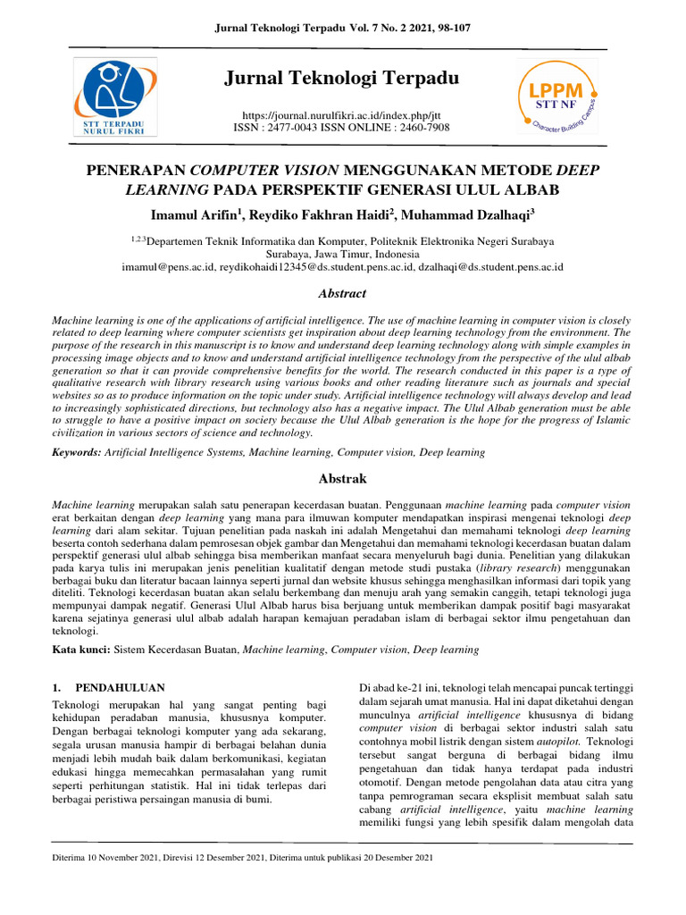 Penerapan Computer Vision Menggunakan Metode Deep | PDF