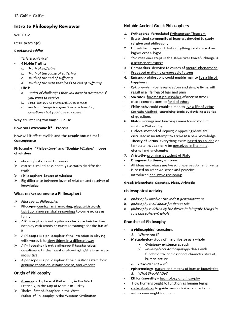 Intro To Philosophy Reviewer | PDF