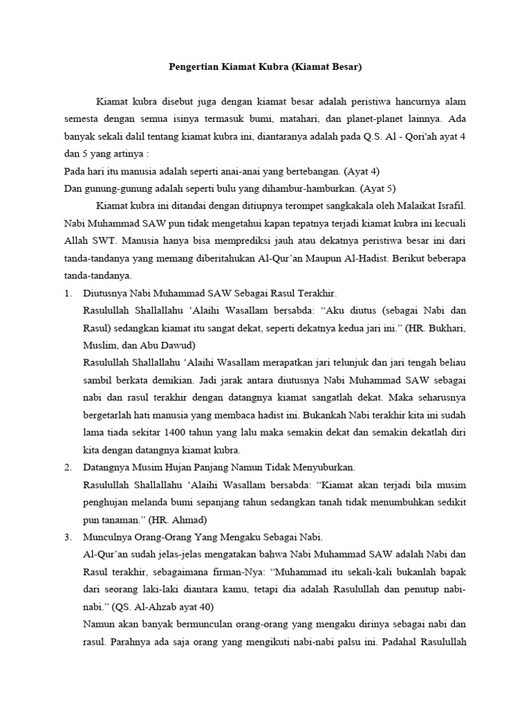 Pengertian Kiamat Kubra | PDF | Agama & Spiritualitas