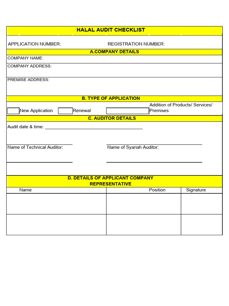 Halal Audit Checklist | PDF