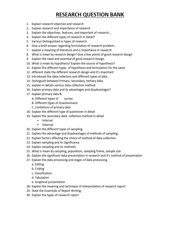 RM Question Bank | PDF