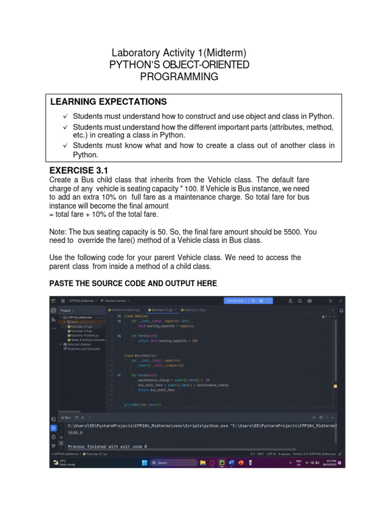 Object Oriented Programming (Simple Activities) | PDF