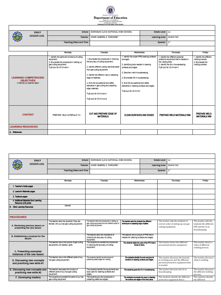 DLL Shielded Metal Arc Welding NCI | PDF