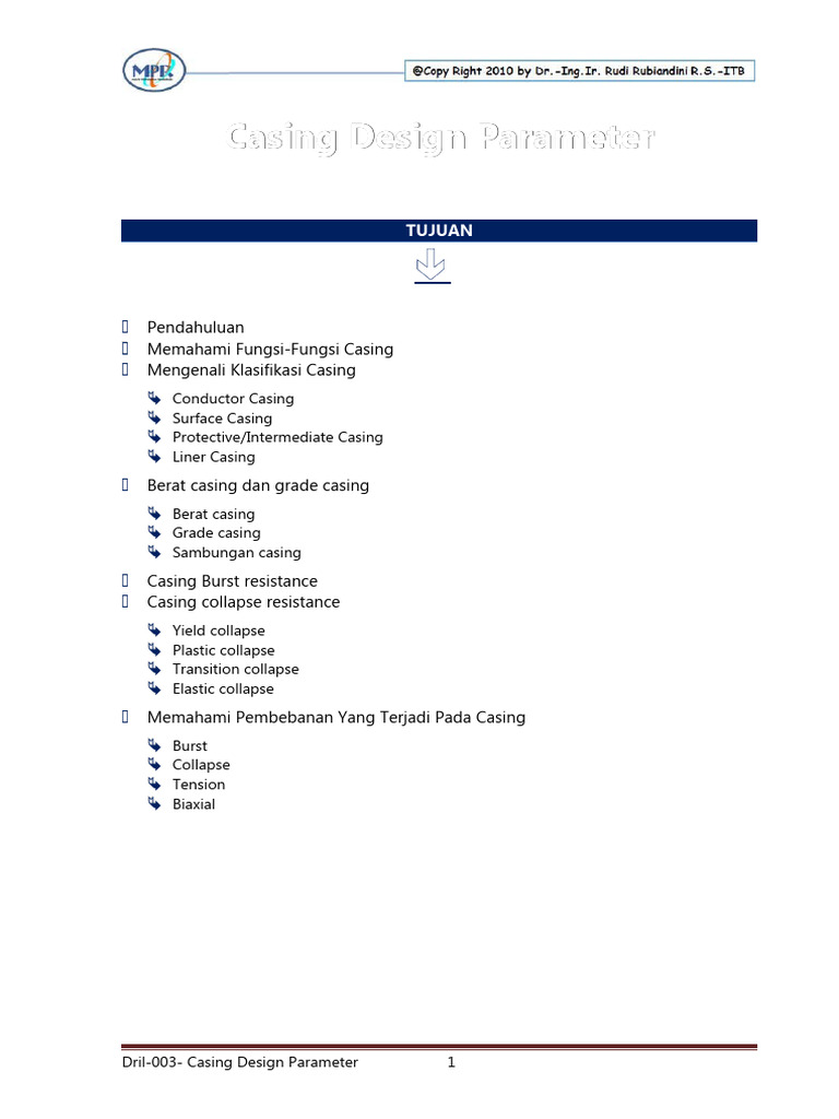 Dril-003 Casing Design Parameter | PDF