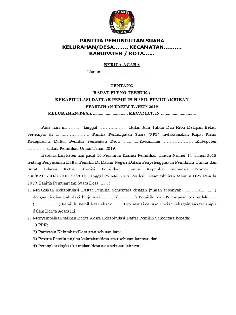 Ba Rapat Pleno PPS - Pileg | PDF