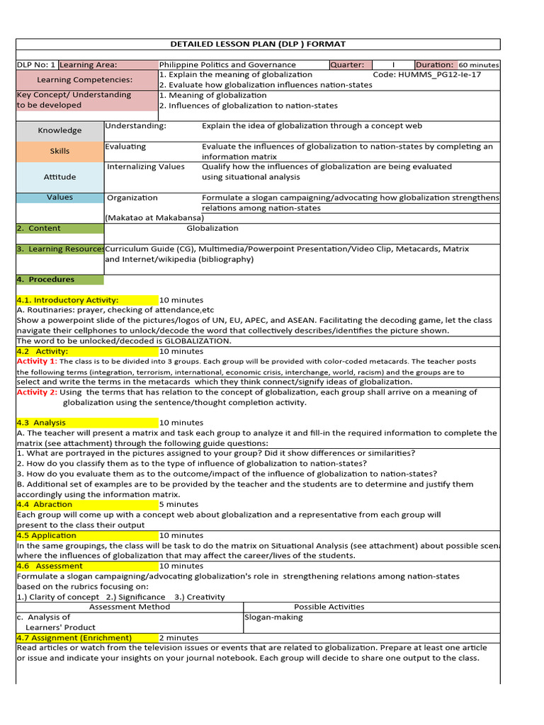 Globalization Lesson Plan for Teachers | PDF