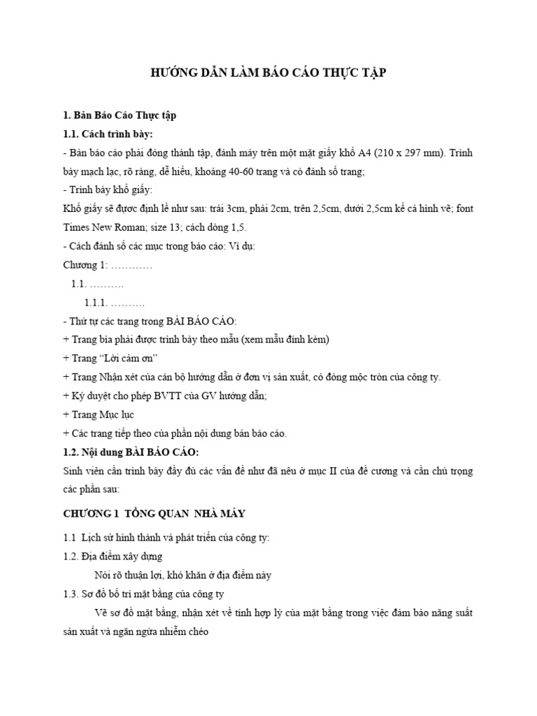 Huong Dan Lam Bao Cao Thuc Tap | PDF
