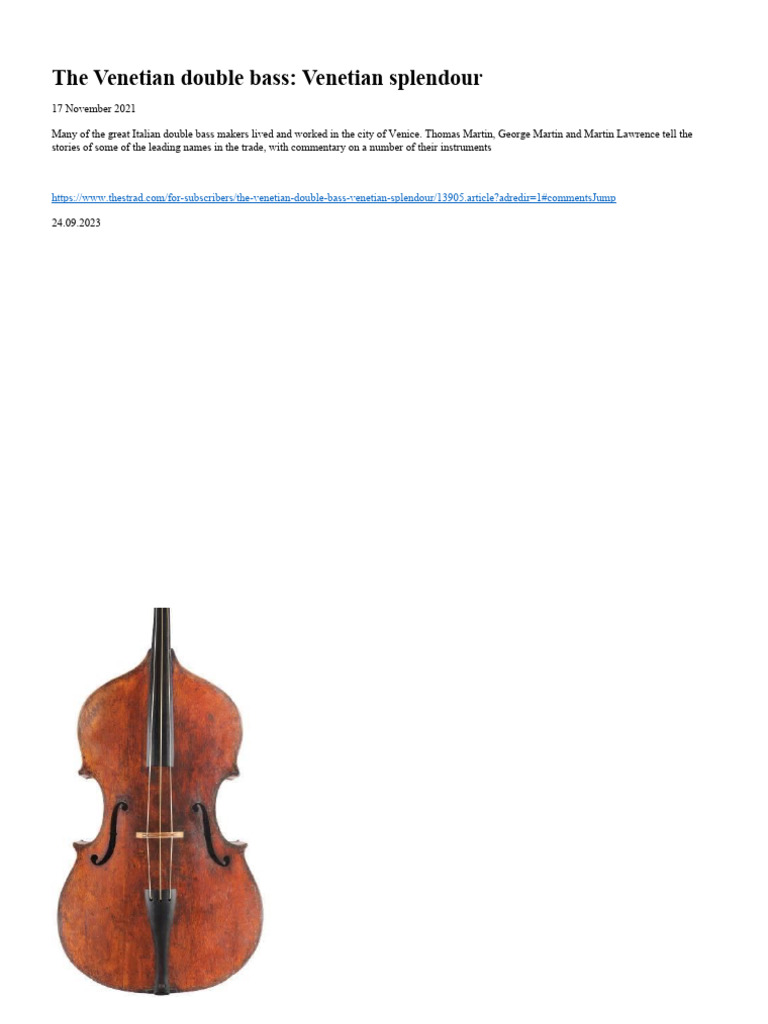 Venetian Double Bass Makers Explained | PDF | Art | Classics