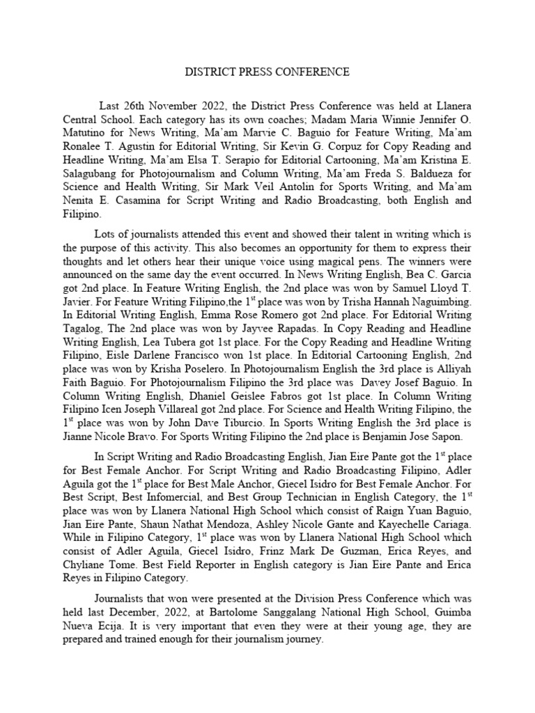 District Press Conference | PDF