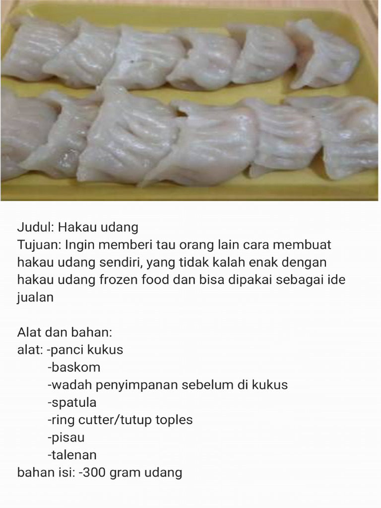 Resep Hakau Udang (Tugas Prakarya) | PDF