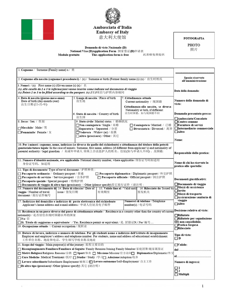 National Visa Application Form | PDF