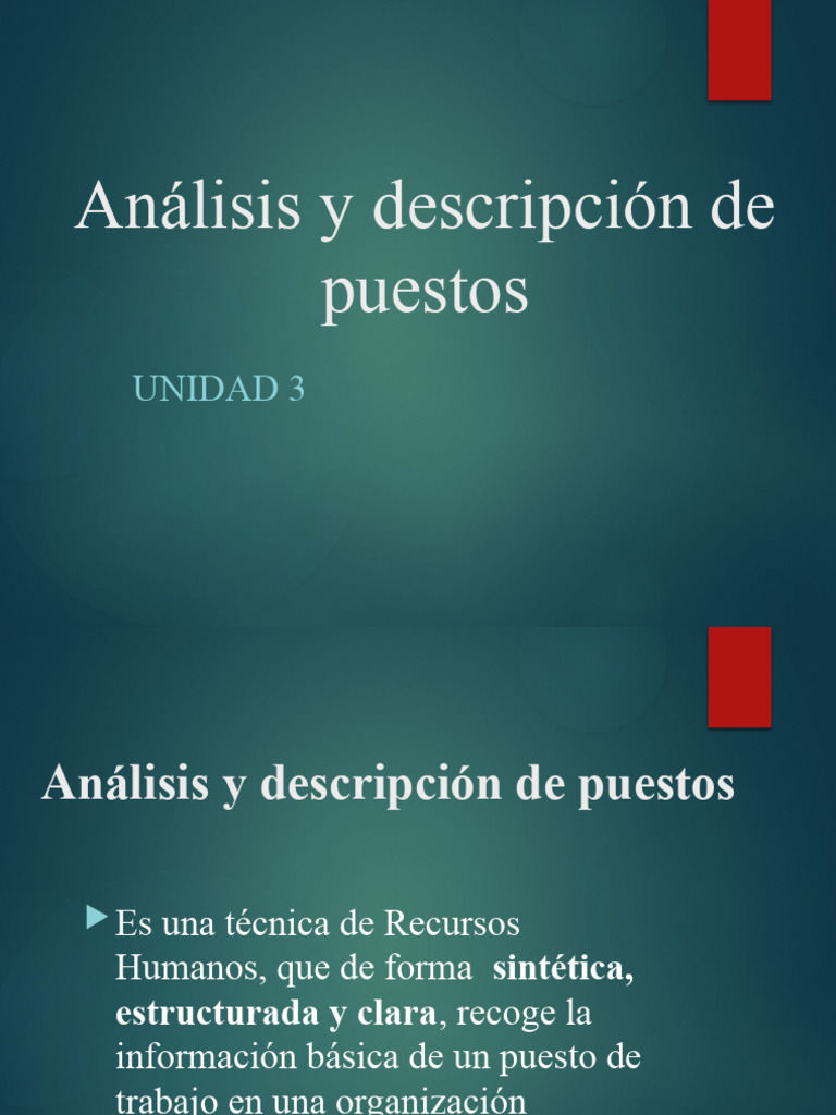 Análisis y Descripción de Puestos | PDF