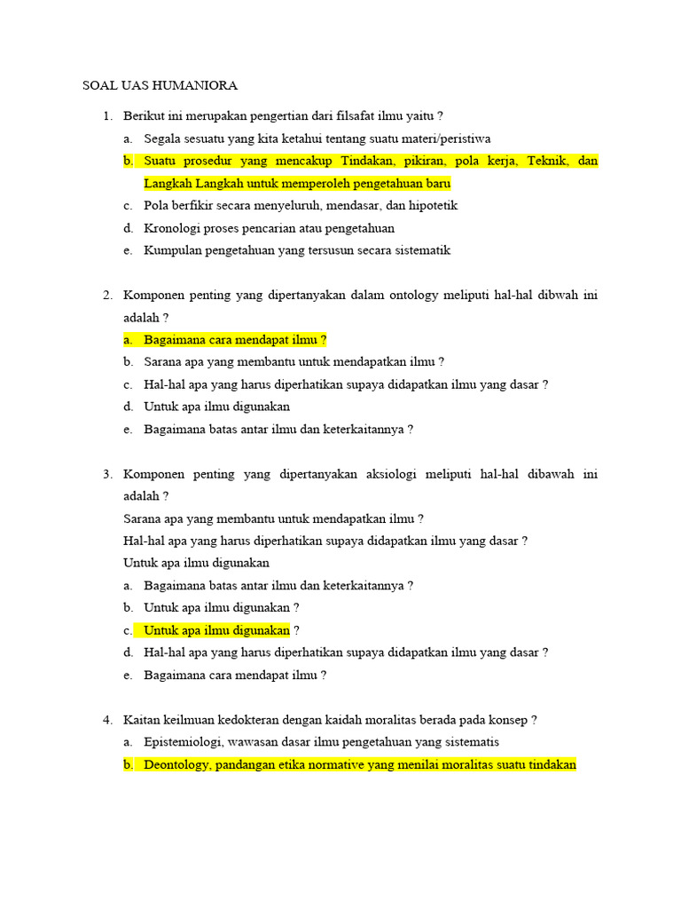 Soal UAS Humaniora | PDF