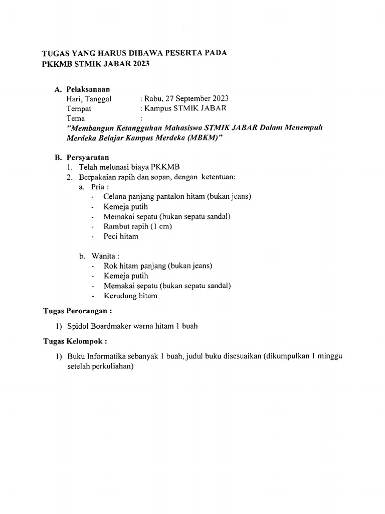 Tugas PKKMB 2023 | PDF