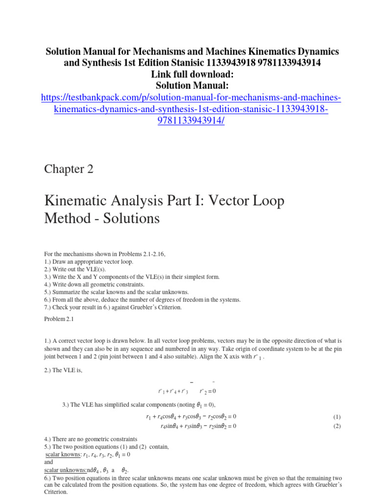 Kinematic Analysis Solutions Guide | PDF