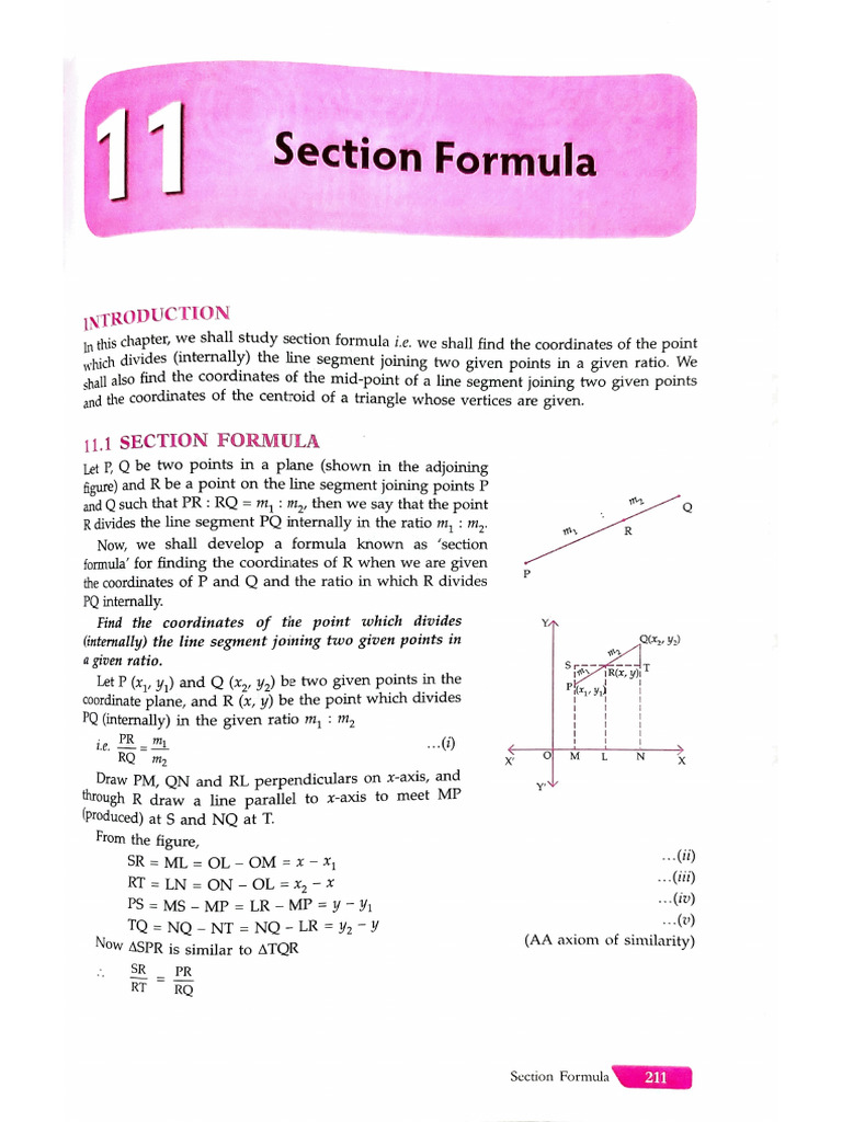 Section Formula (Understanding Mathematics) | PDF