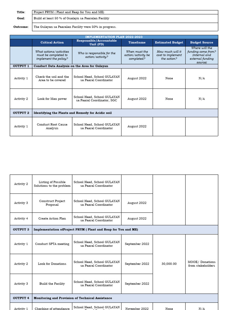 Project Prym Action Plan | PDF
