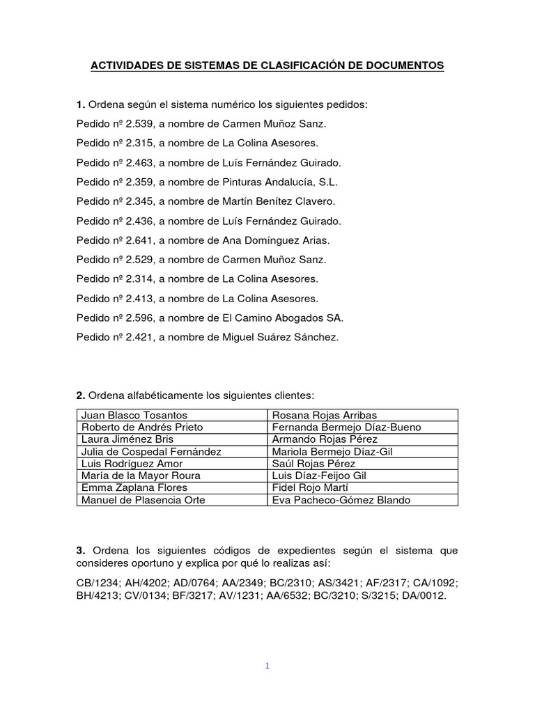 Actividades Sistemas Clasificación Documentos | PDF