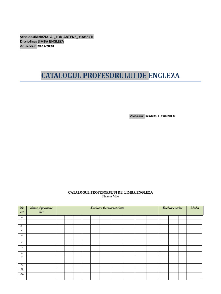 Catalogul Profesorului Bun | PDF
