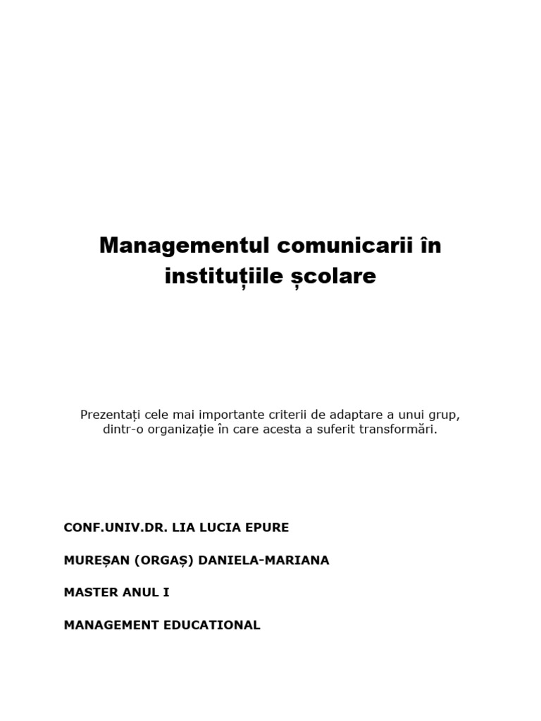 Managementul Situatiilor de Criza | PDF