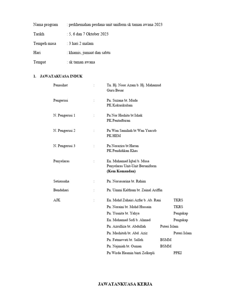 Ajk Perkhemahan 2023 | PDF