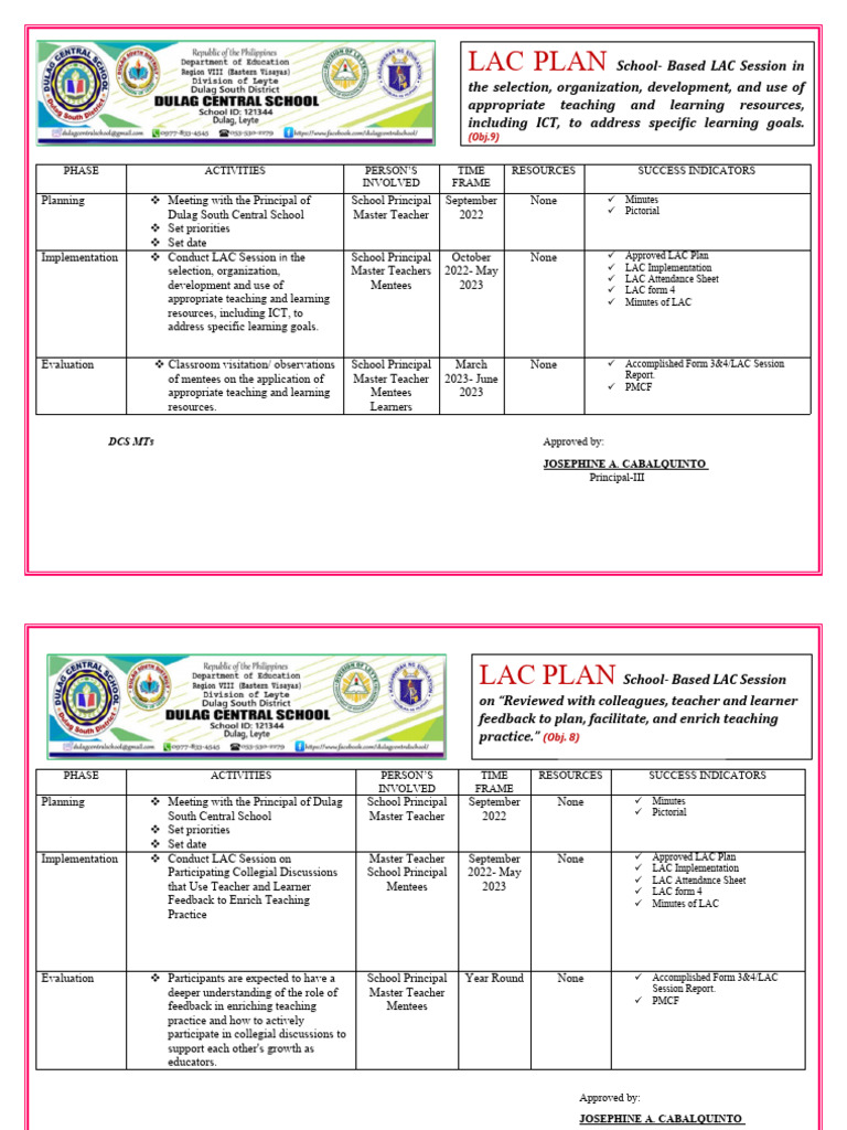 LAC PLAN - MENTEES MTs | PDF