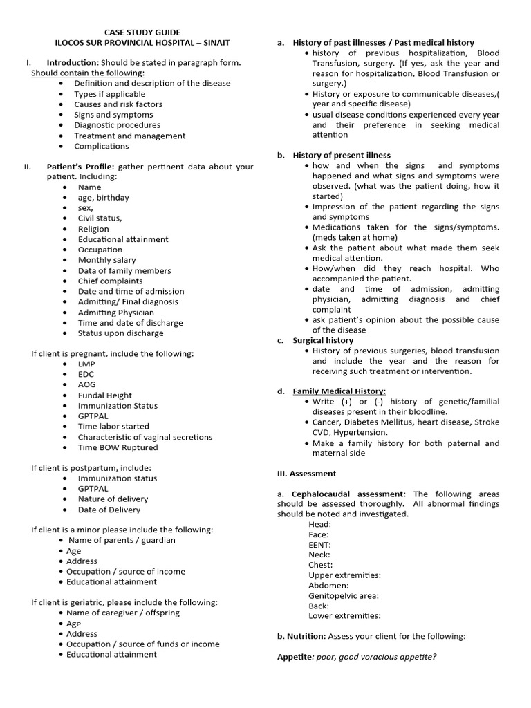 Case Study Guide SDH | PDF