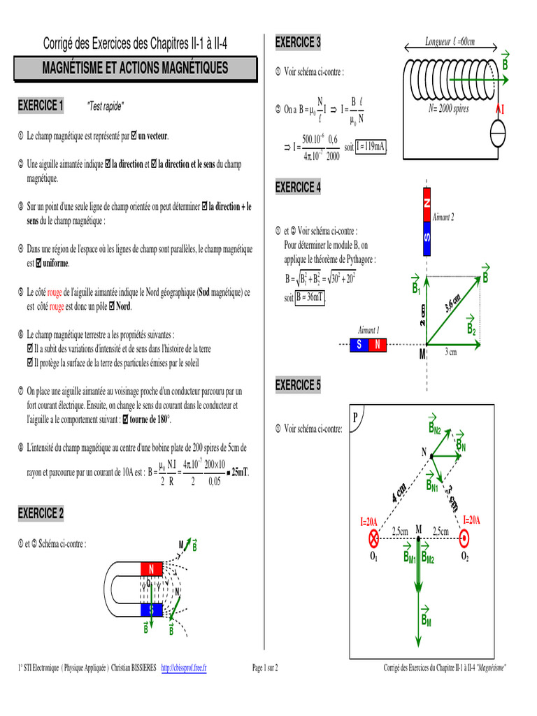 Magnétisme Exercices 8 Exercices + Corrigé | PDF