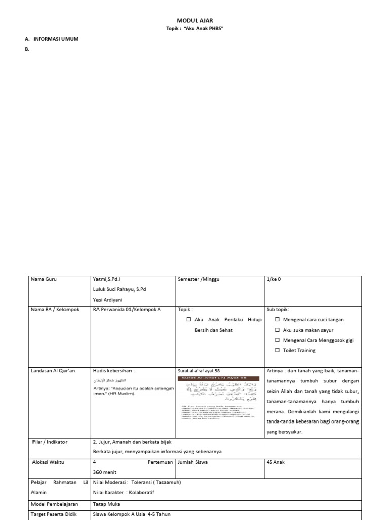 1 Modul Ajar Phbs | PDF