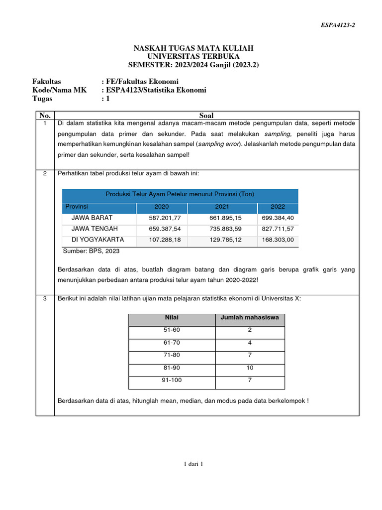Soal Espa4123 tmk1 2 | PDF