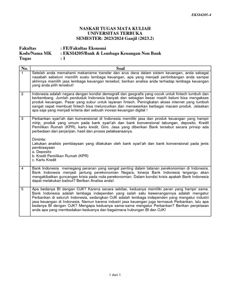 Soal Eksi4205 Tmk1 4 | PDF