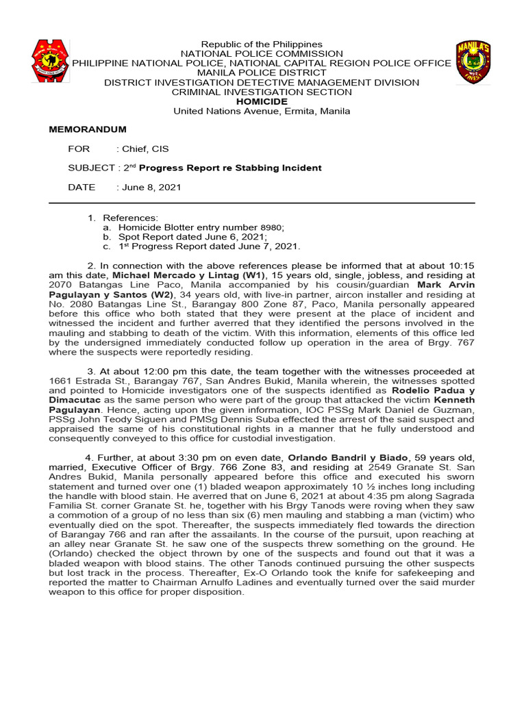 2nd Progress Report | PDF | Crimes | Crime & Violence