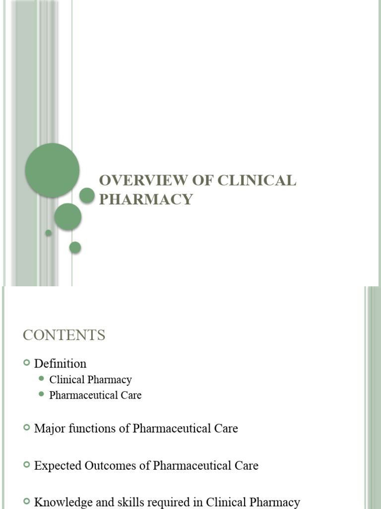 Overview of Clinical Pharmacy | PDF | Self-Improvement | Science ...