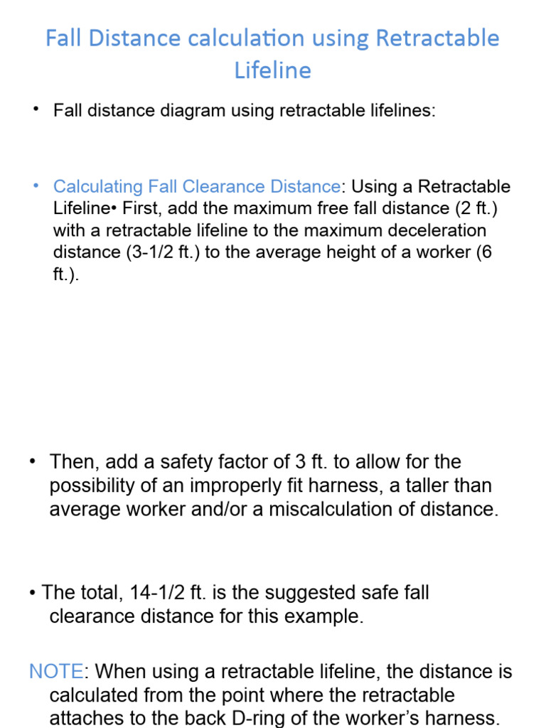 Fall Distance Calculation Using Retractable Lifeline | PDF