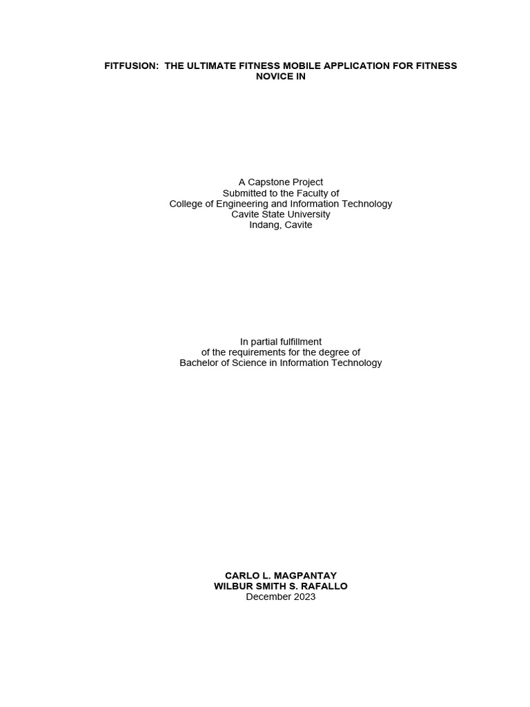 Fitgoal Fitness Mobile Application | PDF