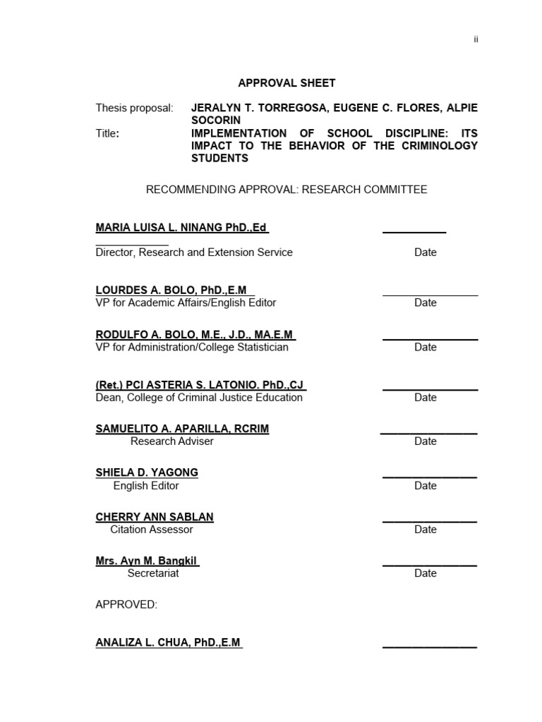 Approval Sheet | Download Free PDF | Doctor Of Philosophy | Thesis