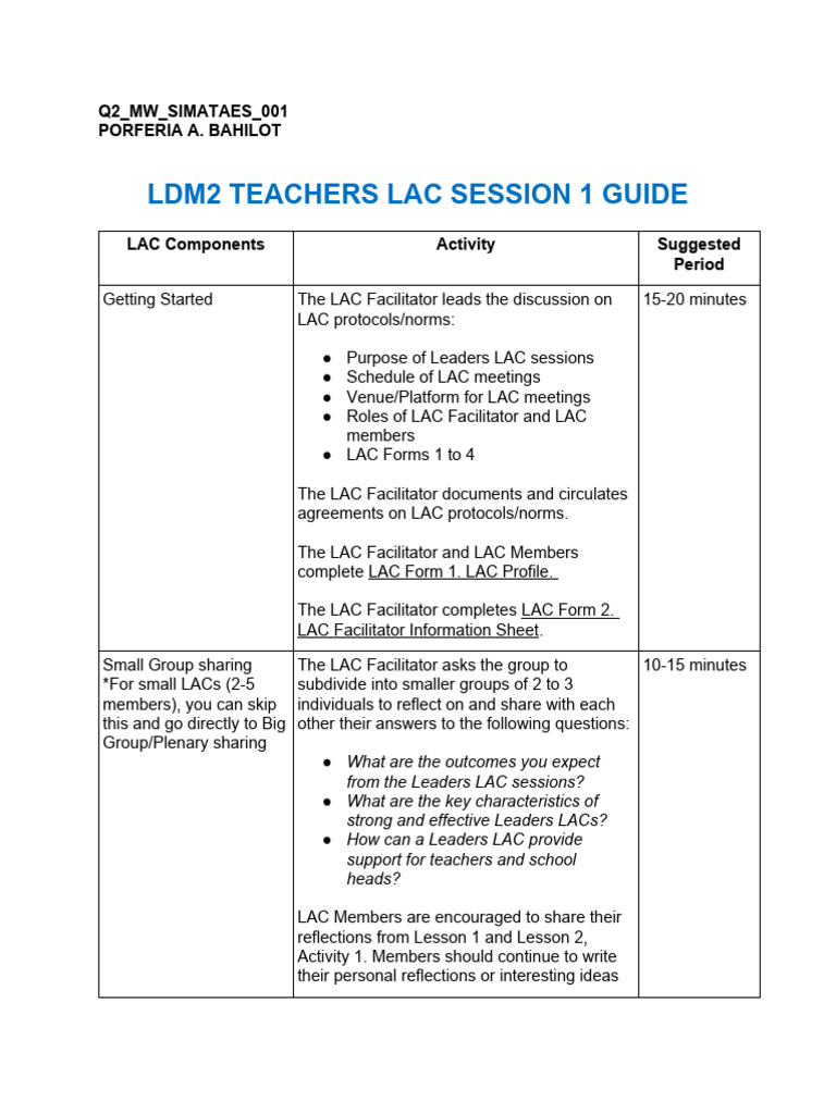 20-21 Lac Session Guide | PDF