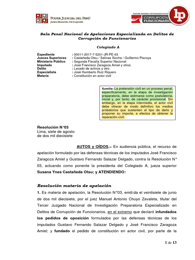 Expediente 00011 2017 7 5201 JR PE 03 LPDerecho | PDF