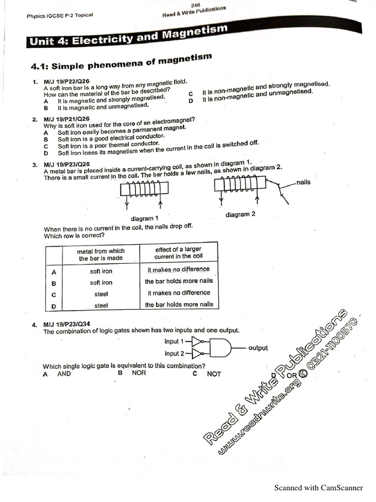 Unit 4 Electricity And Magnetism Pp22 Igcse Physics Pdf