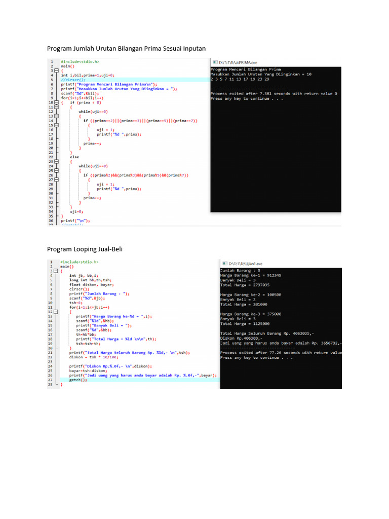Contoh Program Nested Looping Dan String | PDF Contoh Program Nested Looping Dan String | PDF