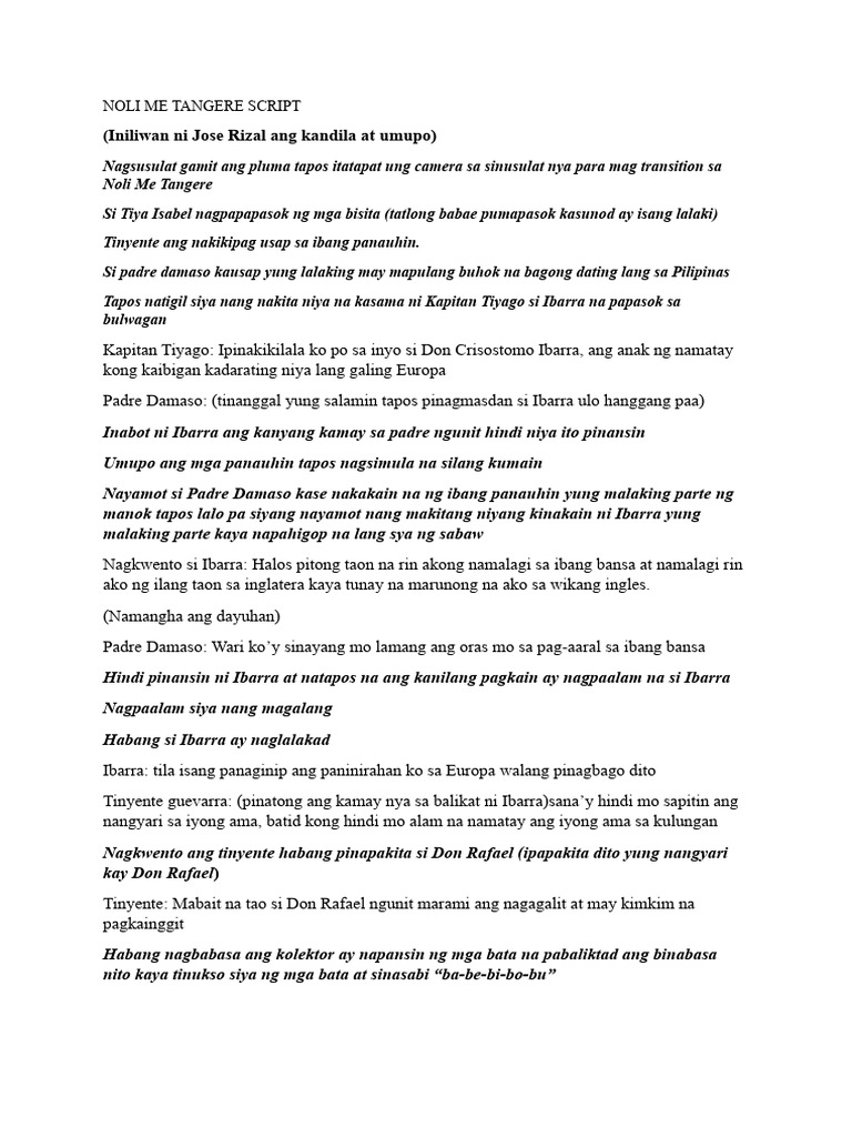 Noli Me Tangere Script 1 | PDF