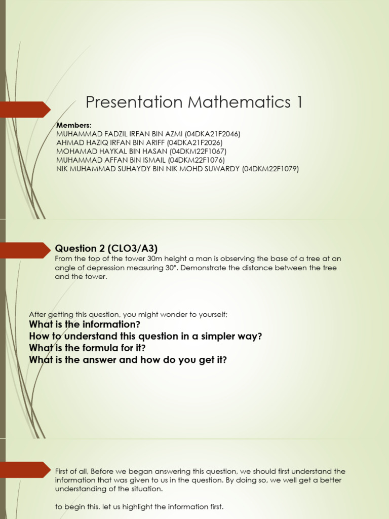 Presentation Mathematics 1 | PDF | Trigonometry | Triangle