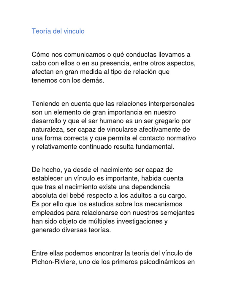 Teoria Del Vinculo | PDF