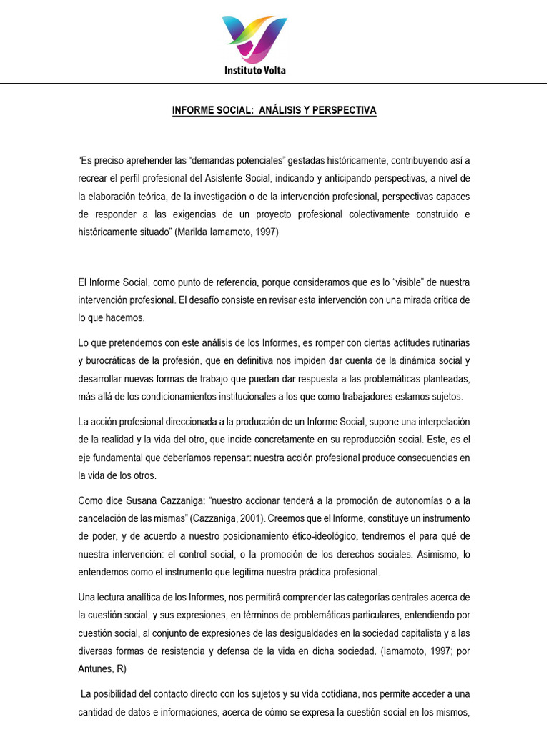 Informe Social | PDF | Trabajo Social