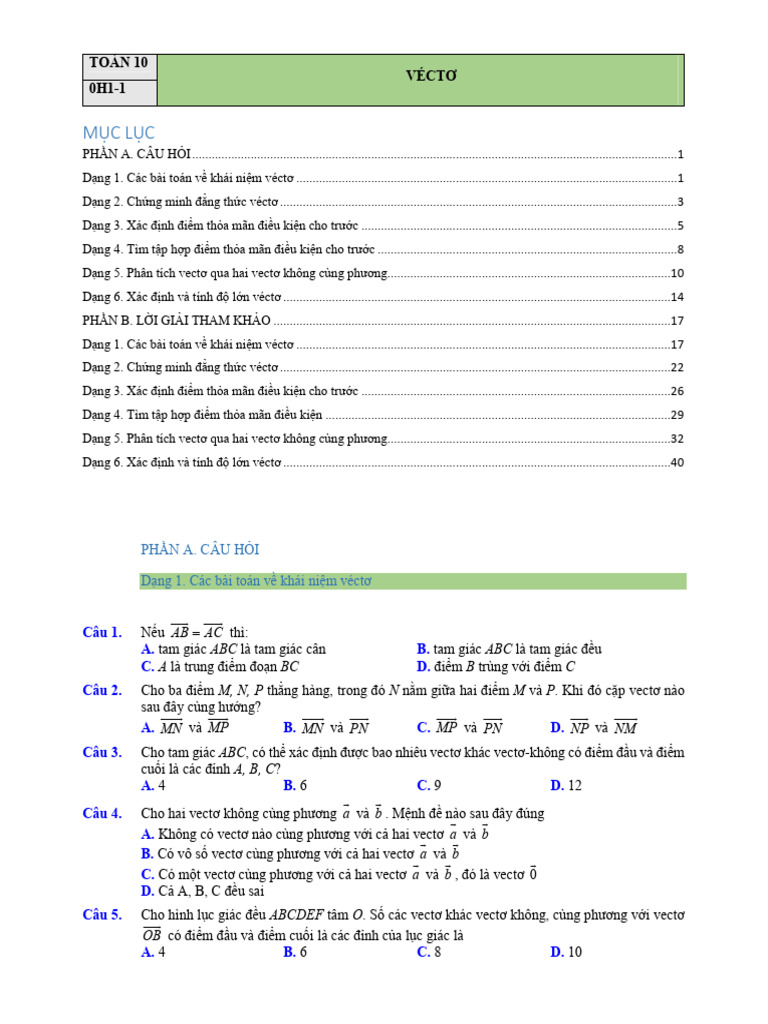 Cac Dang Toan Vecto | PDF