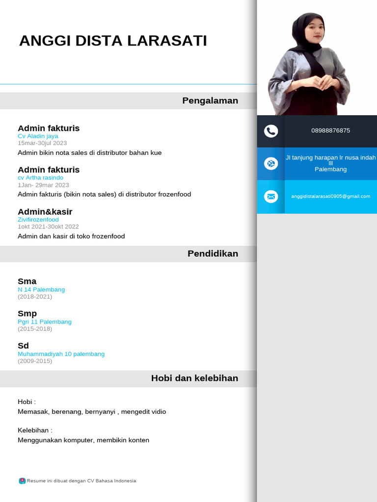 CV Terbaru Anggi Dista | PDF